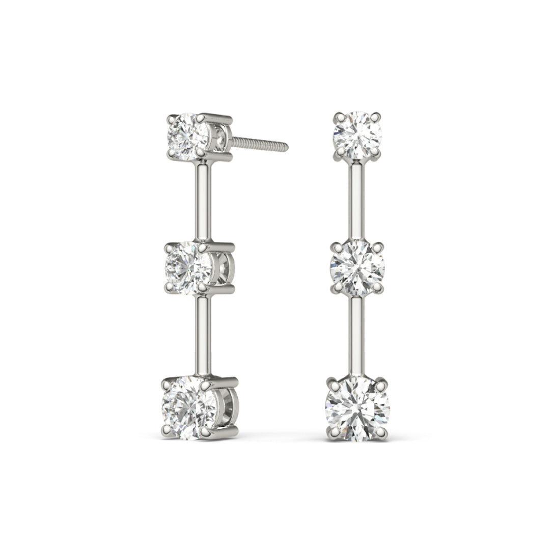 Three stone Gradual Drop Lab Diamond Earrings Stefano Navi